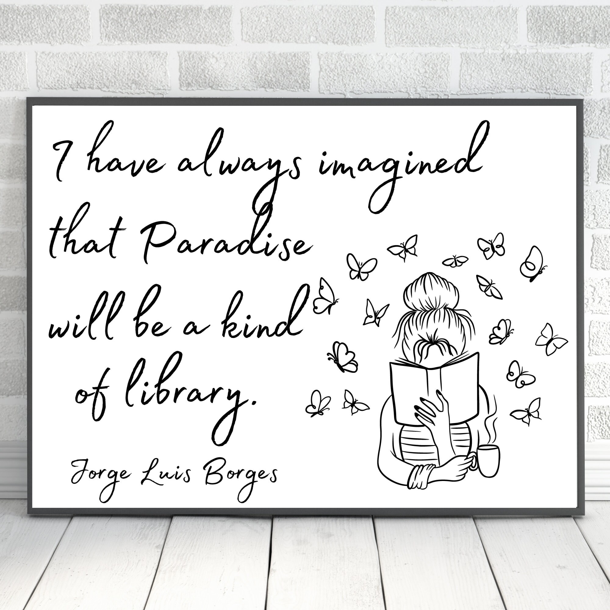 Black & White Art for Bookshelf Book Quote Wall Art Bookish Wall Art ...