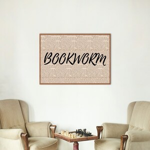 Book Themed Art Bookworm Book Lover Prints Bookcase Decor Book Page ...
