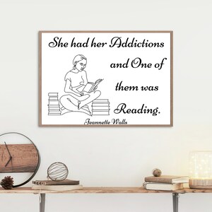 Black & White Line Art Wall Decor Book Quote Wall Art Library ...