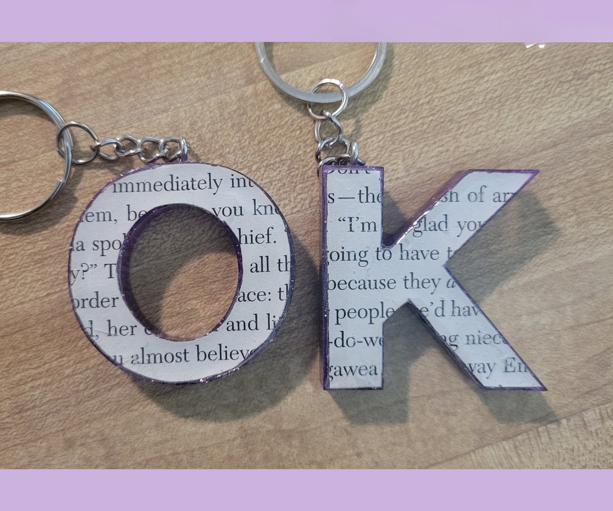 Resin Letter Keychain Book Themed Gift Glittery Custom Luggage Tag ...