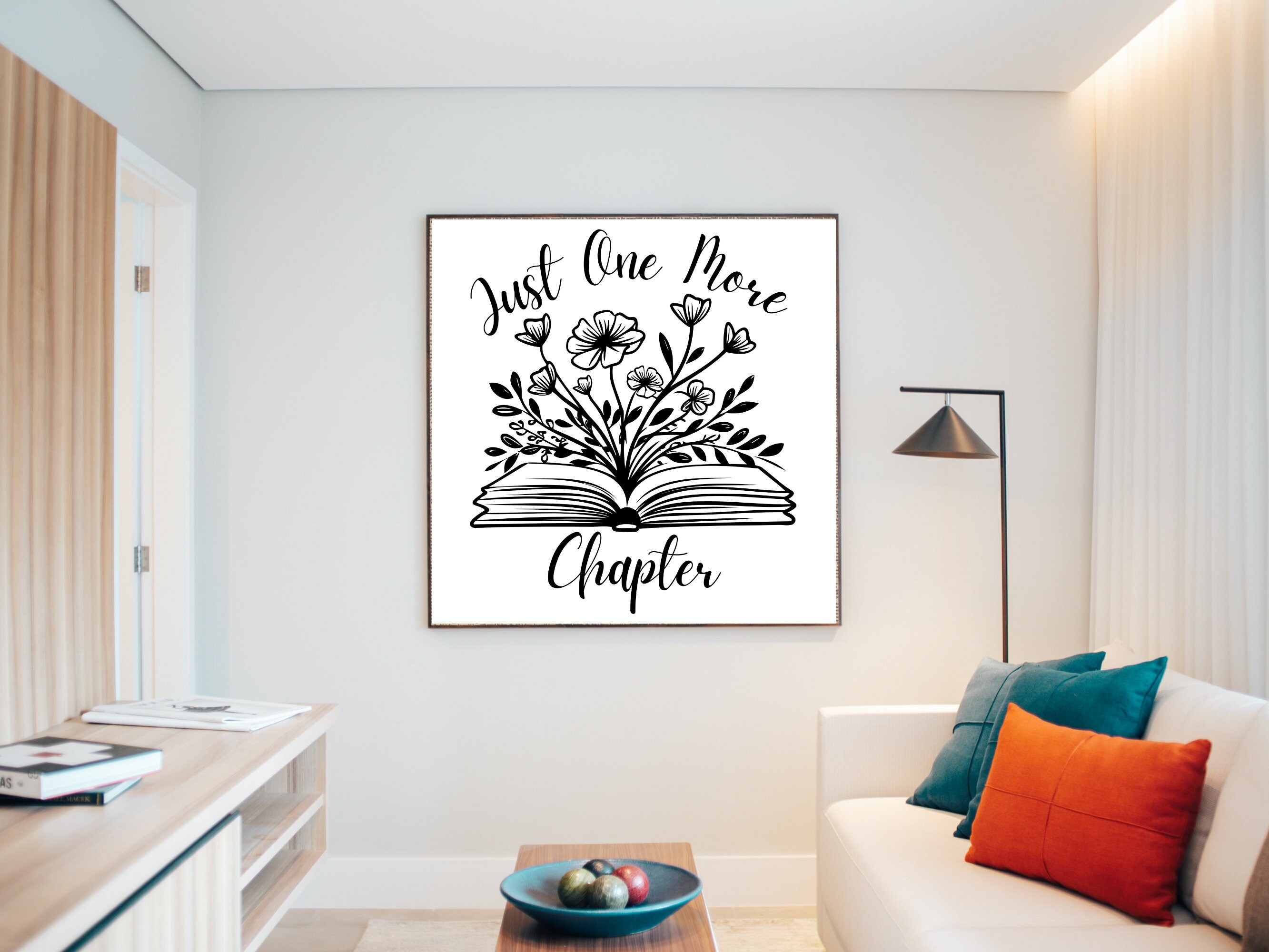 Black and White Floral Print for Bookshelf Instant Download Book Themed ...