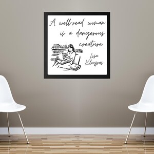 Black and White Art Book Quote Wall Art Reading Area Decor Bookshelf ...