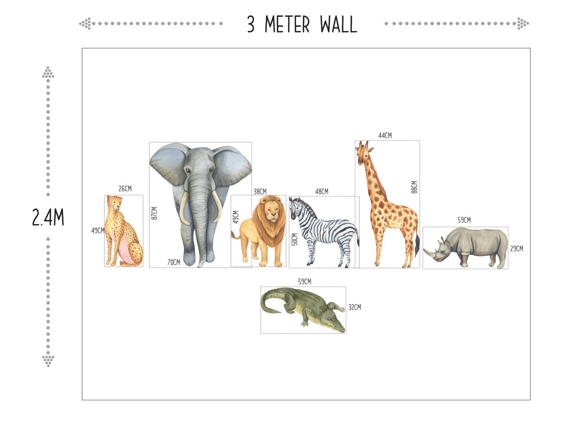African Safari Animals Wall Decals Kids Room Safari Wall Art | Etsy