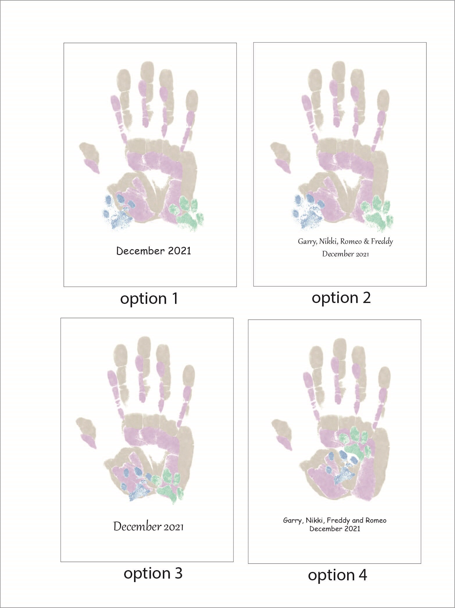 Family Hand Print Gift - 4 Layer | Personalised Family Gift, Family ...