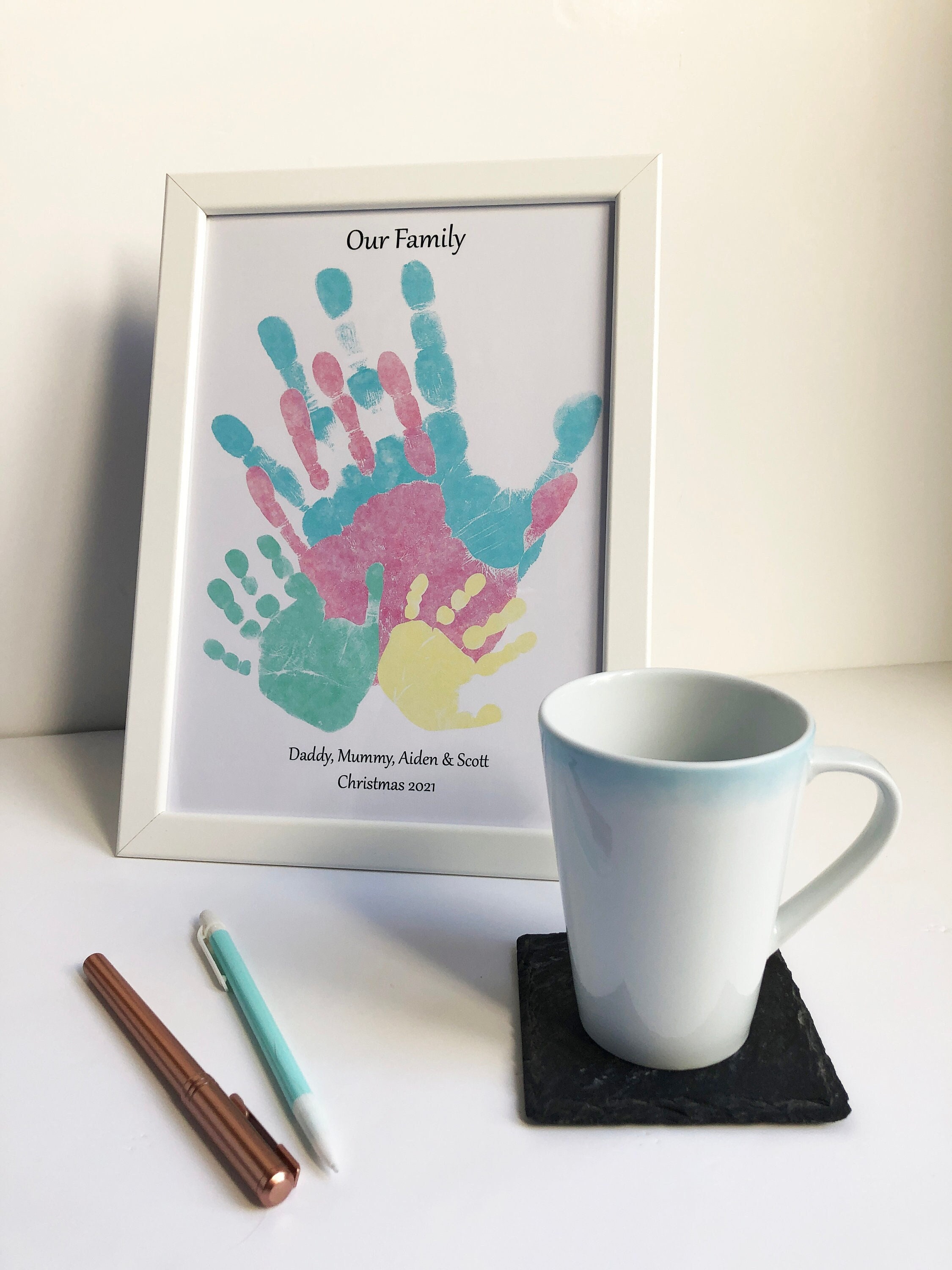 Family Hand Print Gift - 4 Layer | Personalised Family Gift, Family ...