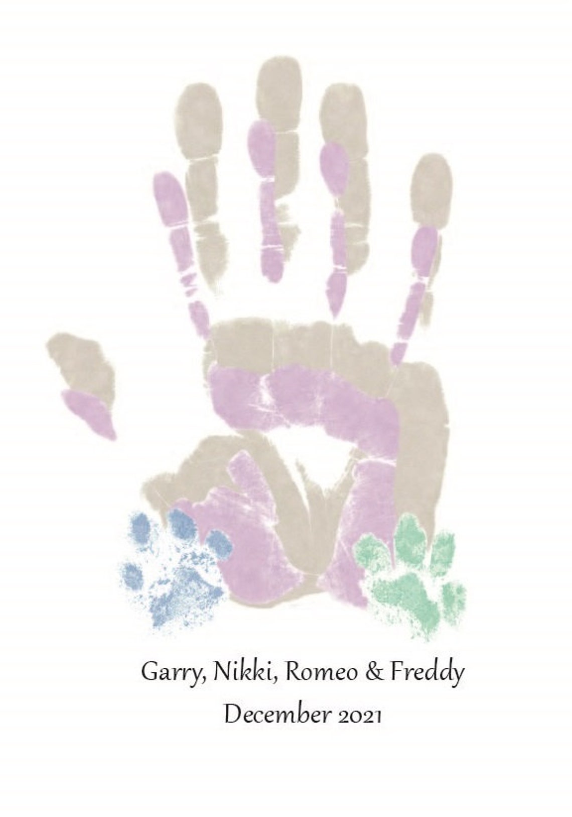 Family Hand Print Gift 4 Layer Personalised Family Gift - Etsy