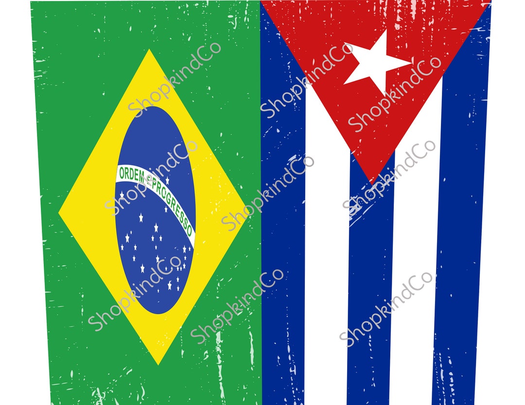 Brazil & Cuba Flag Tumbler Wrap: Vintage Sublimation Design (digital ...