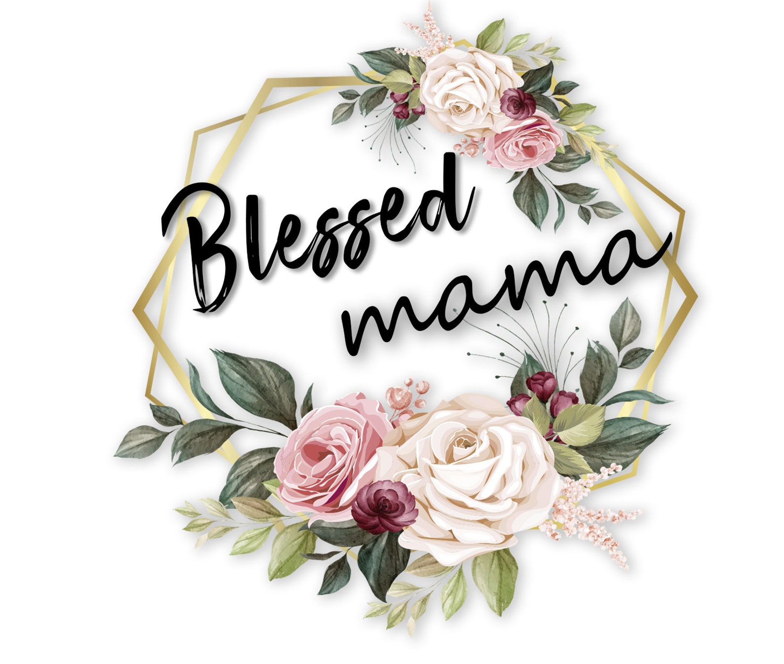 Blessed Mama-floral-stripes Sublimation Design Flower Mother Day ...
