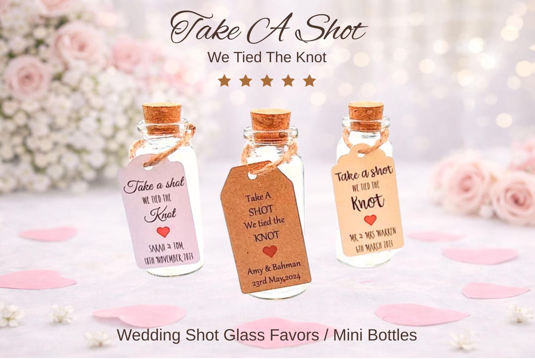 Take a Shot Tags With Cork Bottle Stopper • Wedding Shot Tags ...