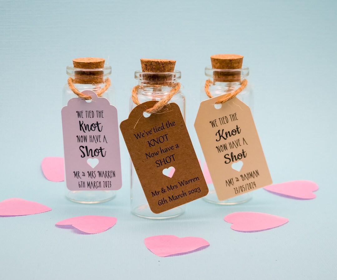 We Tied the Knot Now Have A Shot Shot Tags Wedding Favors Wedding ...