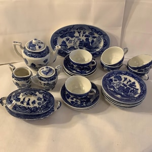 Child’s Blue Willow Tea Set Occupied Japan - Etsy