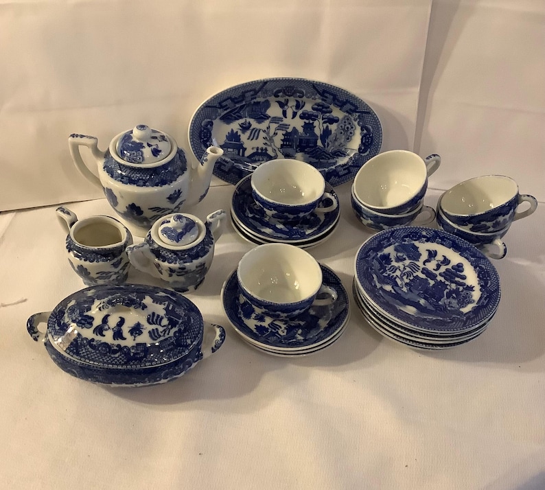Child’s Blue Willow Tea Set Occupied Japan - Etsy