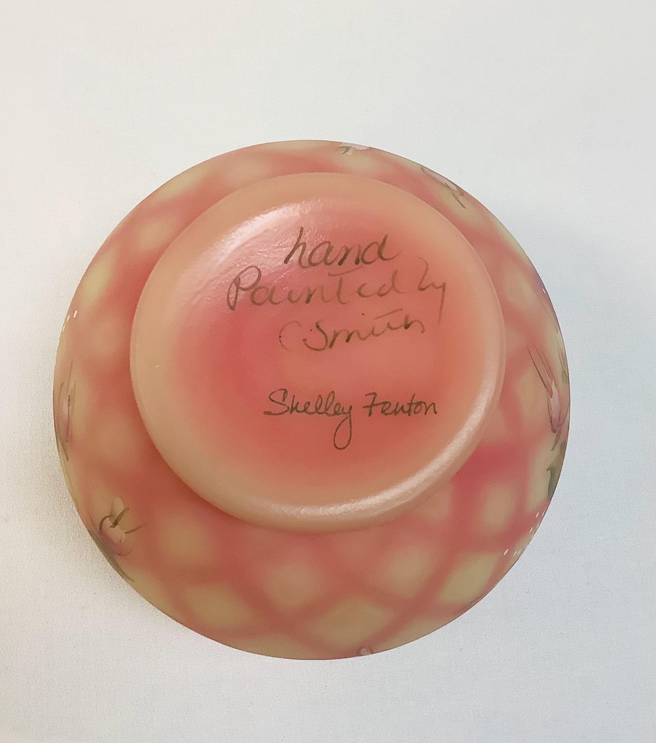 Fenton Burmese Glass Diamond Optic Rose Bowl Signed by Sally Fenton - Etsy