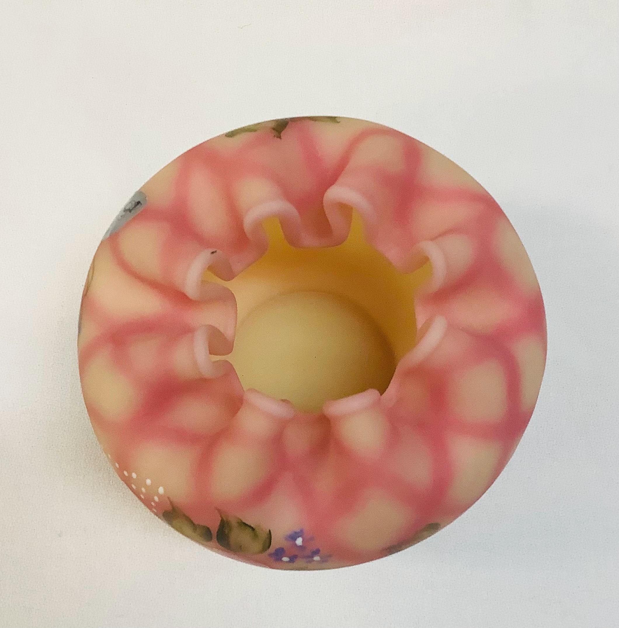 Fenton Burmese Glass Diamond Optic Rose Bowl Signed by Sally Fenton - Etsy