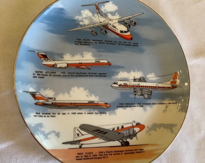 Pacific Southwest Airlines “PSA” Commemorative Plate - Etsy