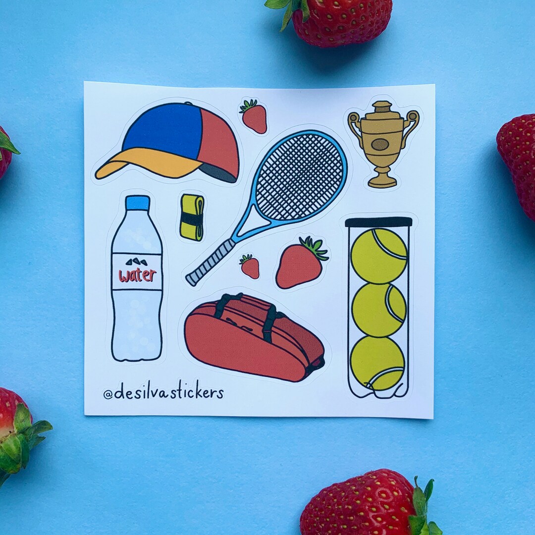 Tennis Sticker Sheet Racket Tennis Ball Grip Trophy Cap Water ...