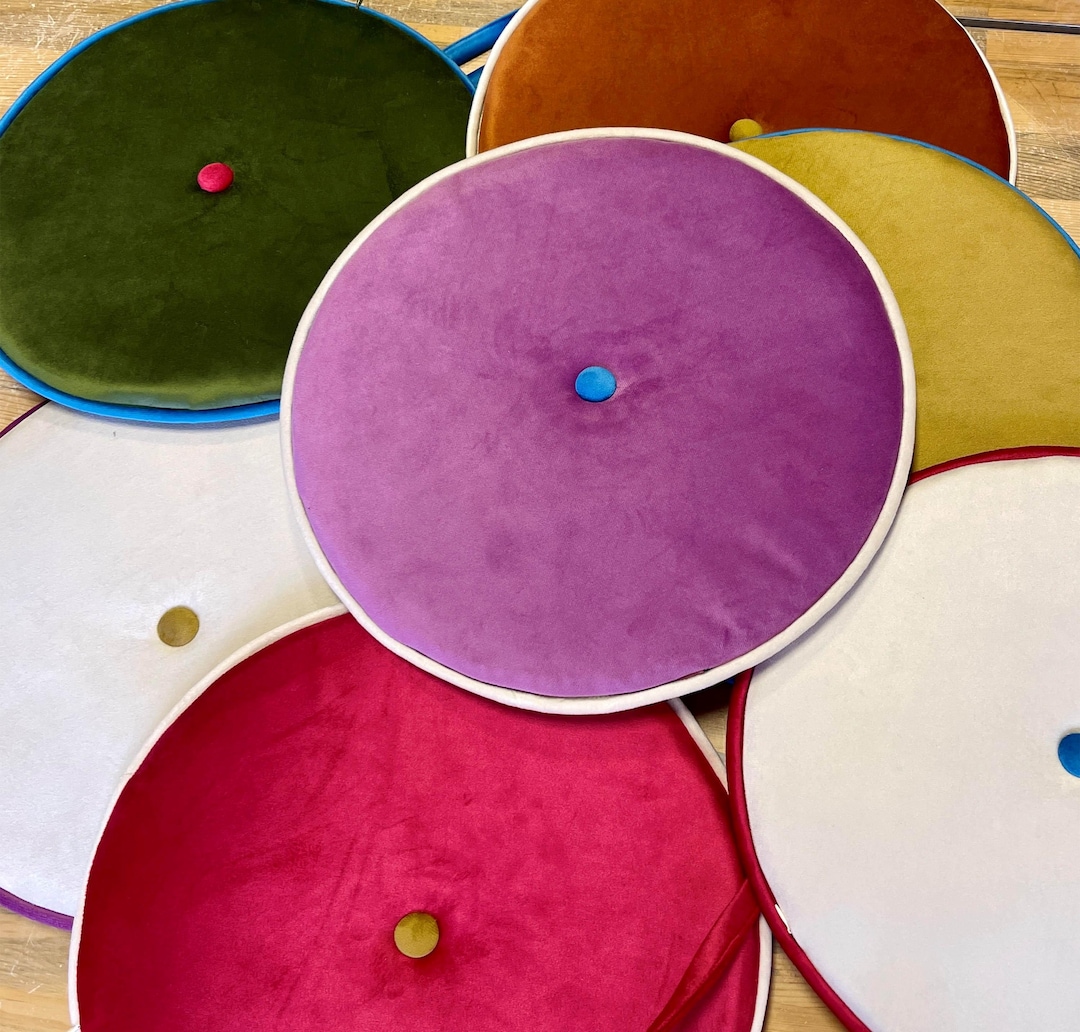 Velvet Round Chair Pad With Ties * Cushion Round Seat Pad for Chair ...