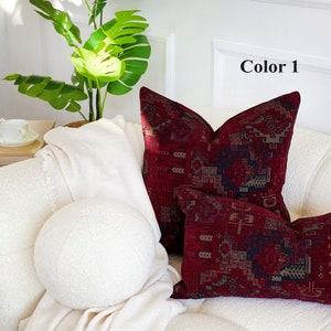 Any Size Red Turkish Kilim Throw Pillow Cover, Turkish Rug Pillow, Dark ...