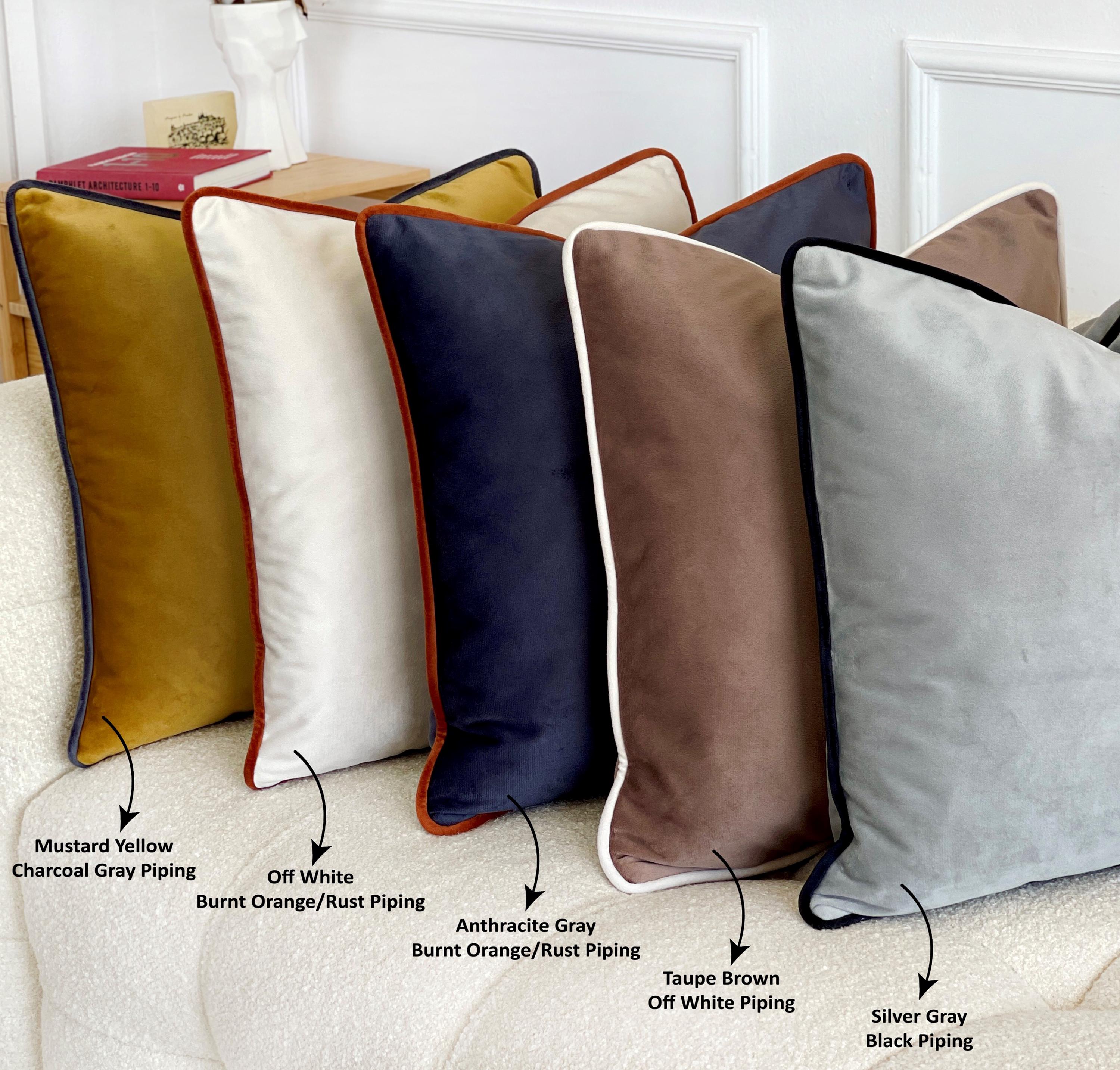 Customized Piping Throw Pillow Covers * Personalized Piping Velvet ...