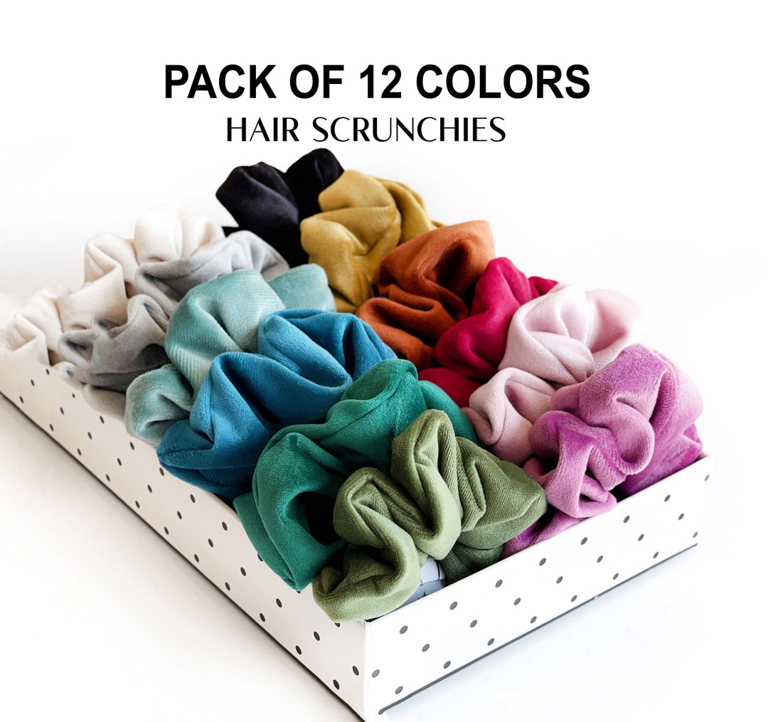 Pack of 12 Different Color Hair Scrunchies, Bridesmaid Scrunchies Set ...