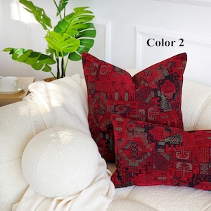 Any Size Red Turkish Kilim Throw Pillow Cover, Turkish Rug Pillow, Dark ...