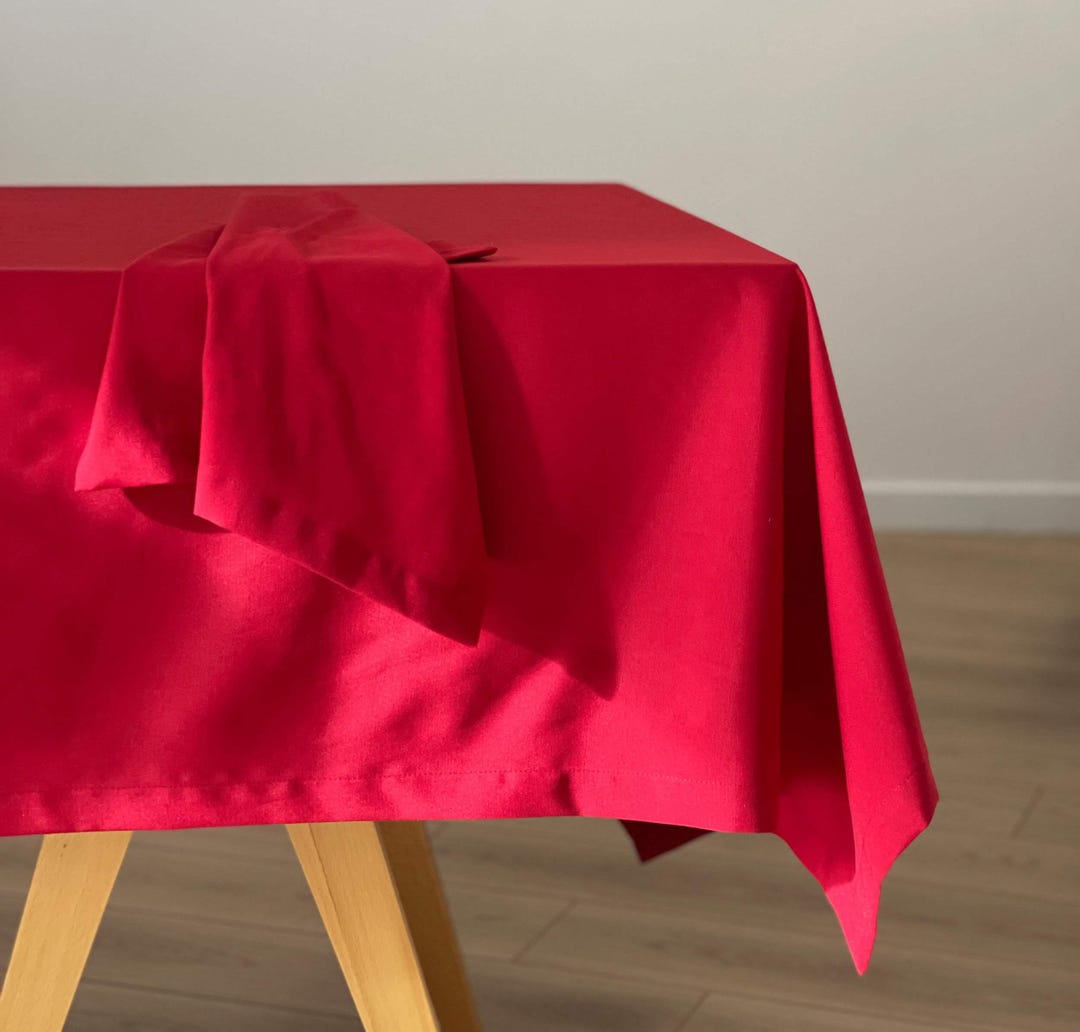 Red Duck Linen Tablecloth for Dining Room - Kitchen – Rectangle ...