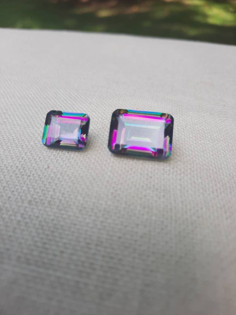 Rainbow Quartz Octagon Gemstone, Multiple Sized Faceted Stone, Rainbow ...