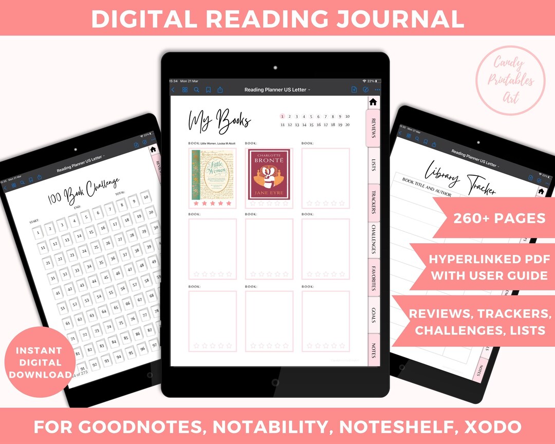 Digital Reading Journal for iPad Library and Book Tracker - Etsy