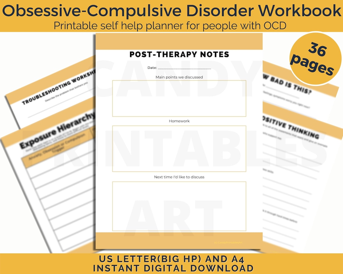 OCD Workbook OCD Therapy Planner Printable Obsessive - Etsy