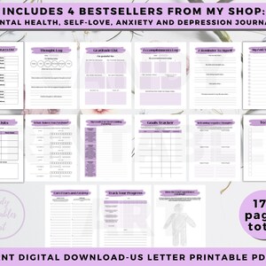 Mental Health Journal Bundle: Self-care Planner, Anxiety & Wellness ...