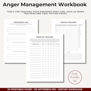 Anger Management Worksheets for Adults, Teens, CBT Anger Workbook ...