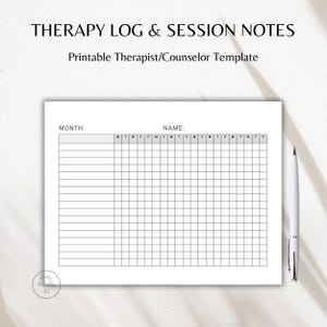 Therapy Session Log Printable: Therapist Notes Template (digital ...