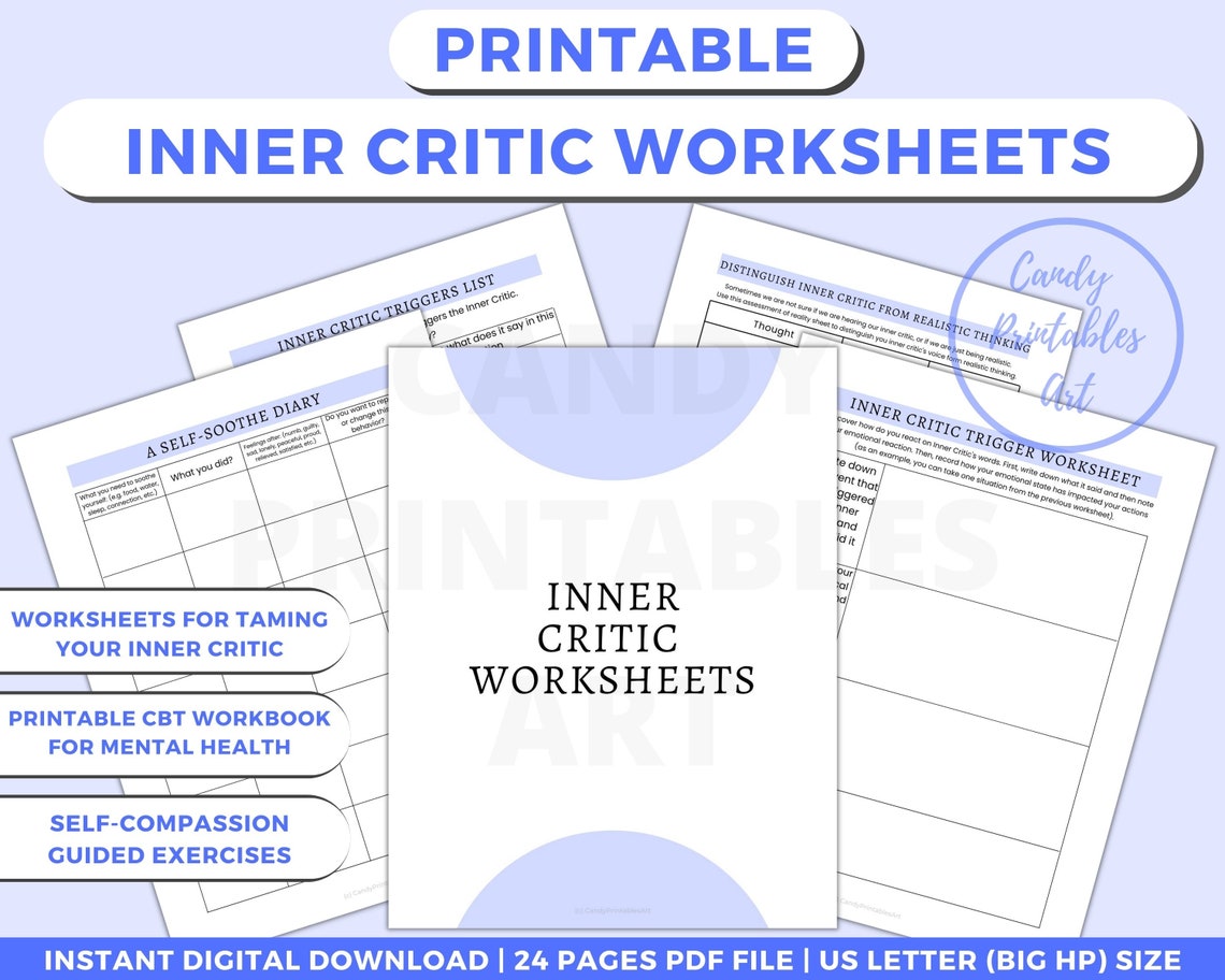 Inner Critic Worksheets: Self-healing Therapy Tool (PDF) - Etsy