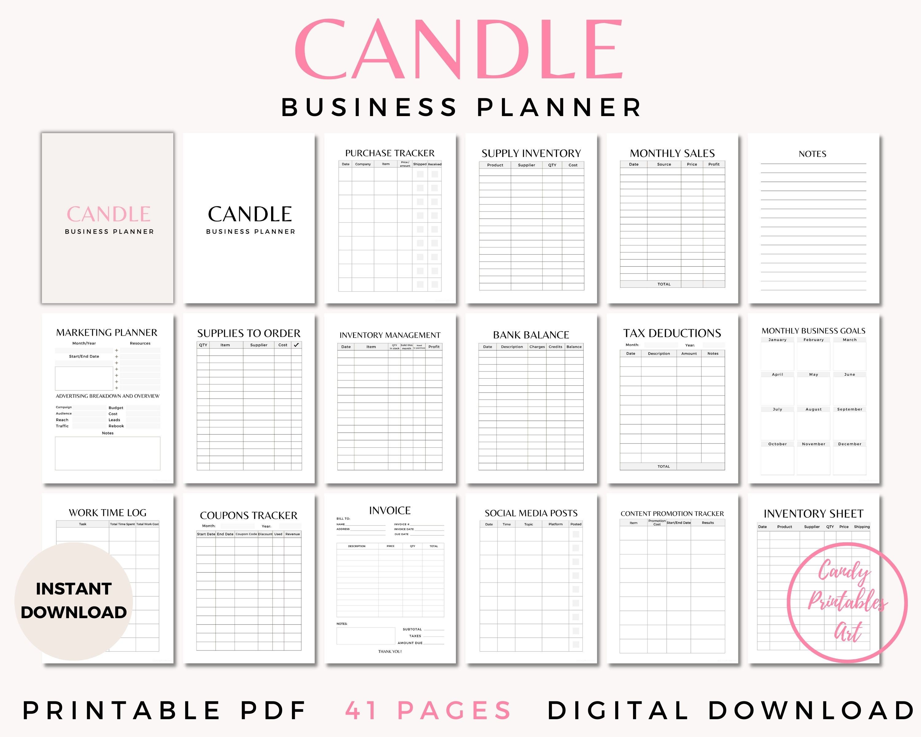 Candle Planner Printable Small Business Bundle Candle Making - Etsy ...