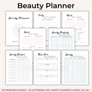 Beauty Planner, Skin Care Planner, Skincare Journal, Glow up Planner ...