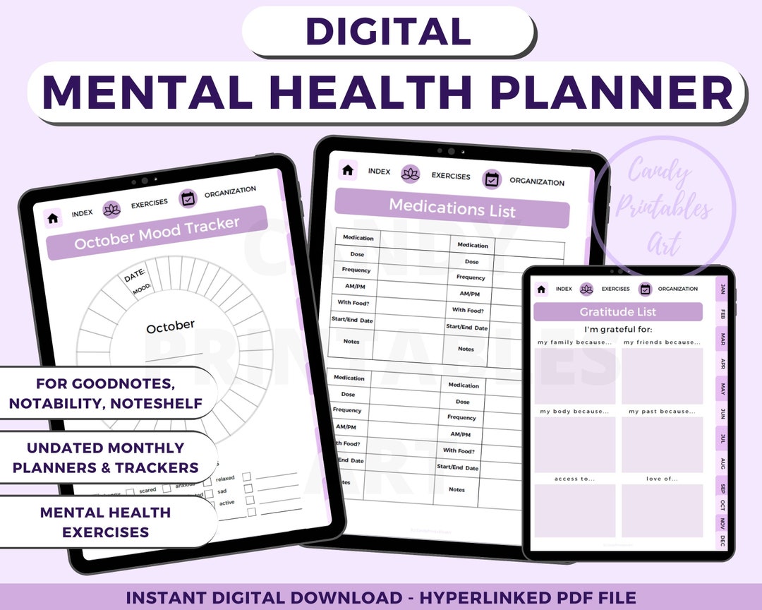 Digital Mental Health Planner: Self-care & Wellness Journal for ...