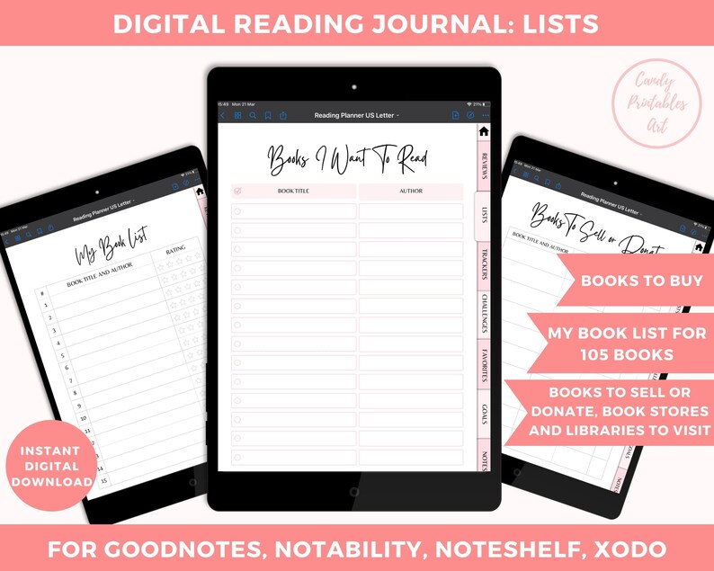 Digital Reading Journal for Ipad Library and Book Tracker - Etsy