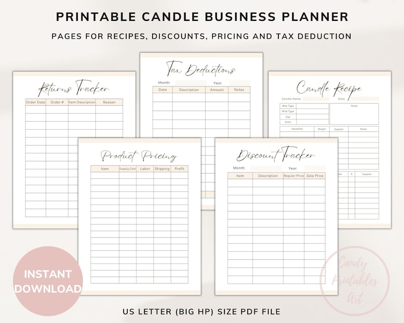 Candle Business Planner Printable Forms for Candle Makers & - Etsy