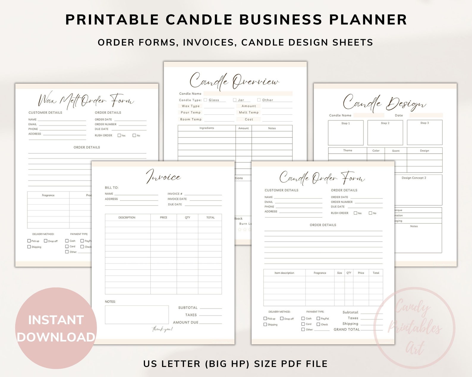 Candle Business Planner, Printable Forms for Candle Makers & Sellers - Etsy