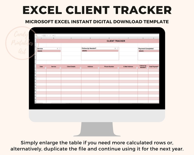 Client Tracker Spreadsheet Small Business Excel Template - Etsy
