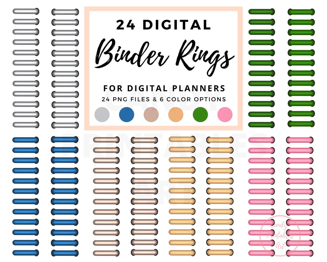 Binder Rings PNG for Digital Planners, Metallic, Gold, Copper, Silver ...