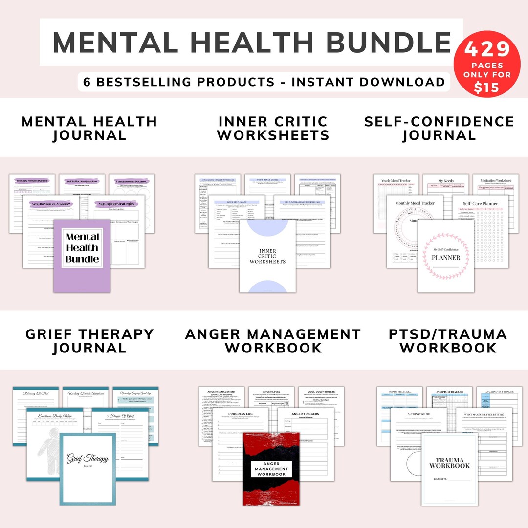 Therapy Worksheets Bundle, CBT Tools for Anxiety, 6 Printable DBT ...