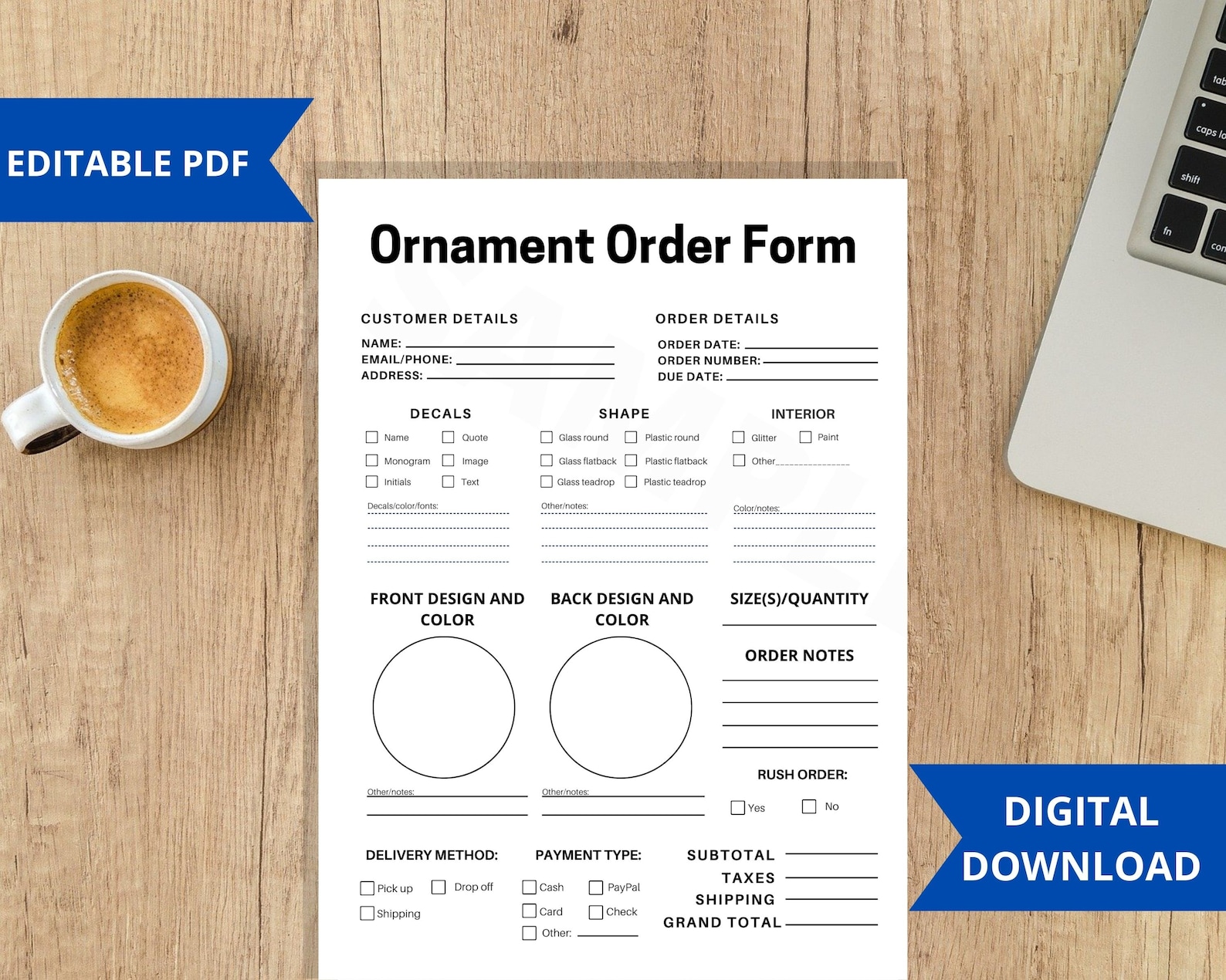 Ornament Order Form Editable Custom Template for Tracking - Etsy