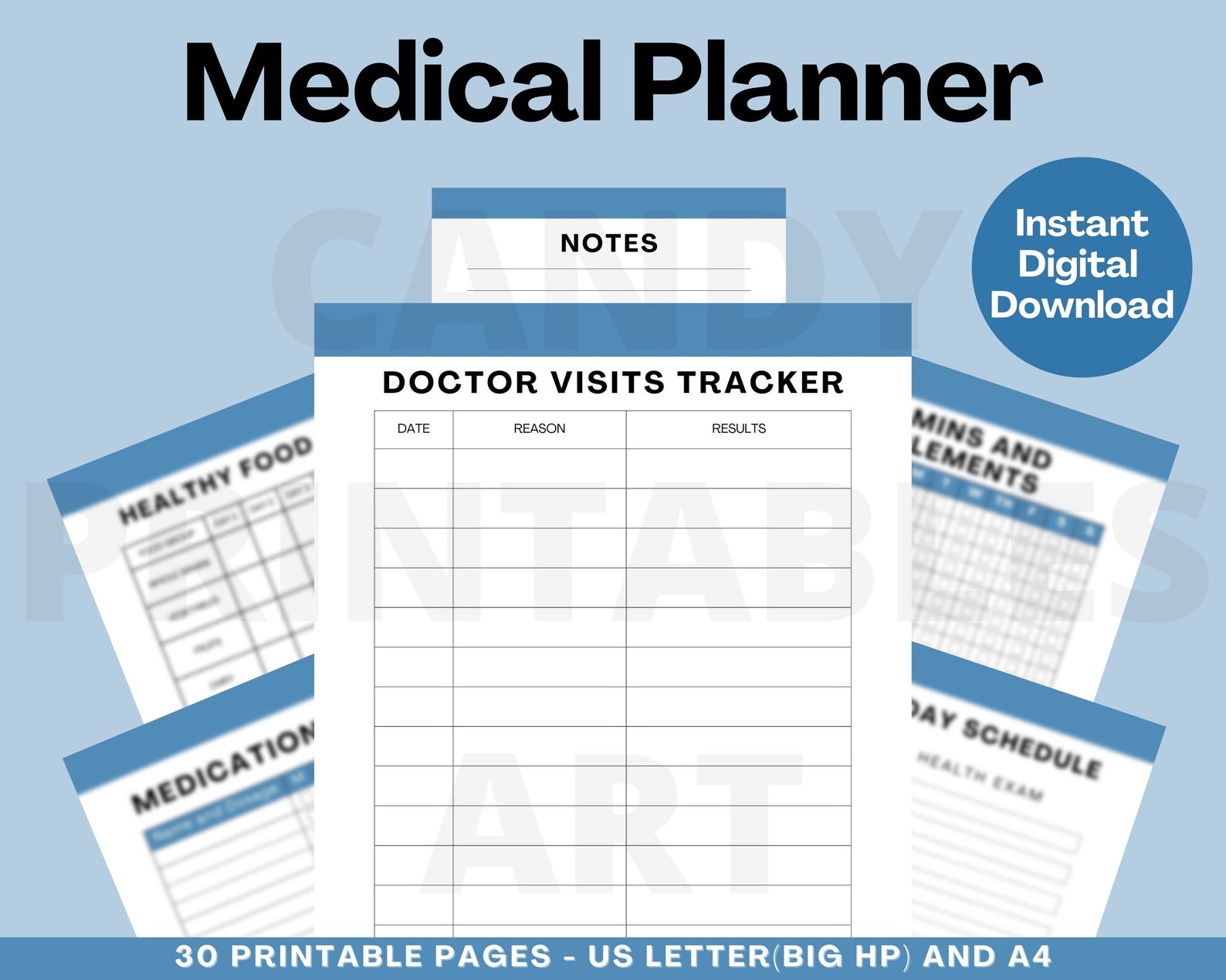 Medical Planner and Information Binder, Printable Family Healthcare ...