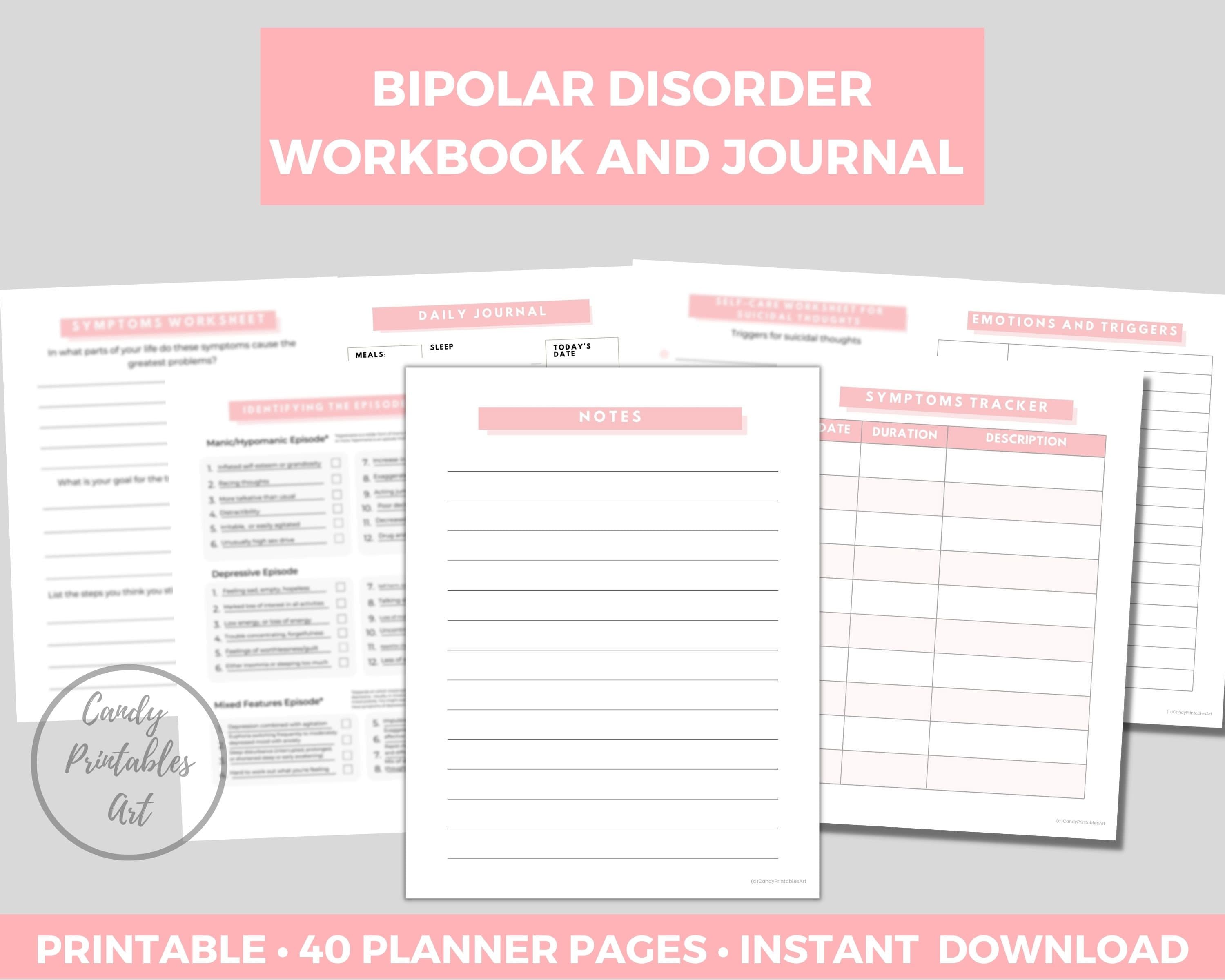 Bipolar Mood Tracker: Printable Mental Health Journal (PDF) - Etsy
