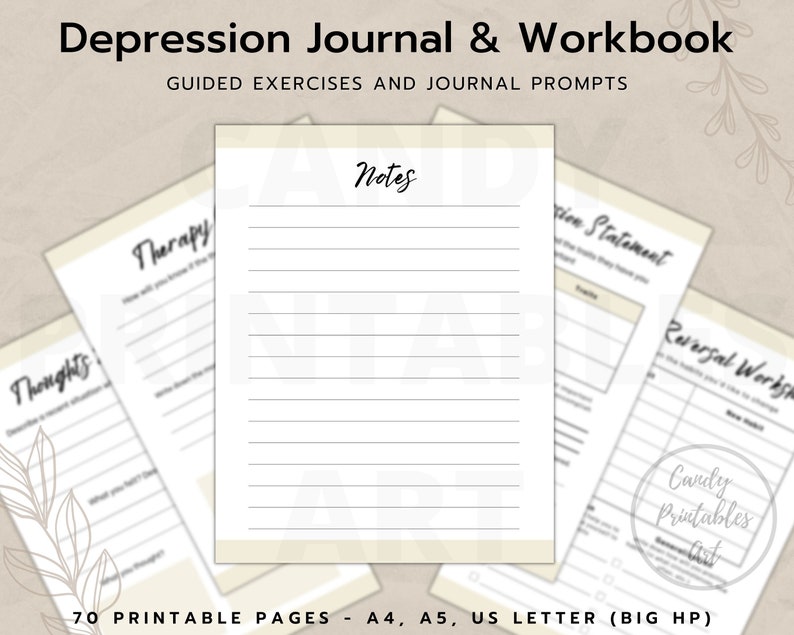 Printable Depression Journal, CBT Therapy Workbook for Teens Mental ...