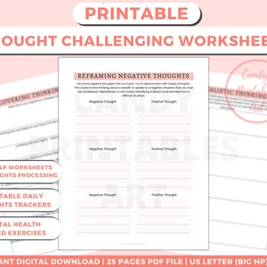 Challenge Negative Thoughts Worksheets, Overcome Negative Self Talk ...