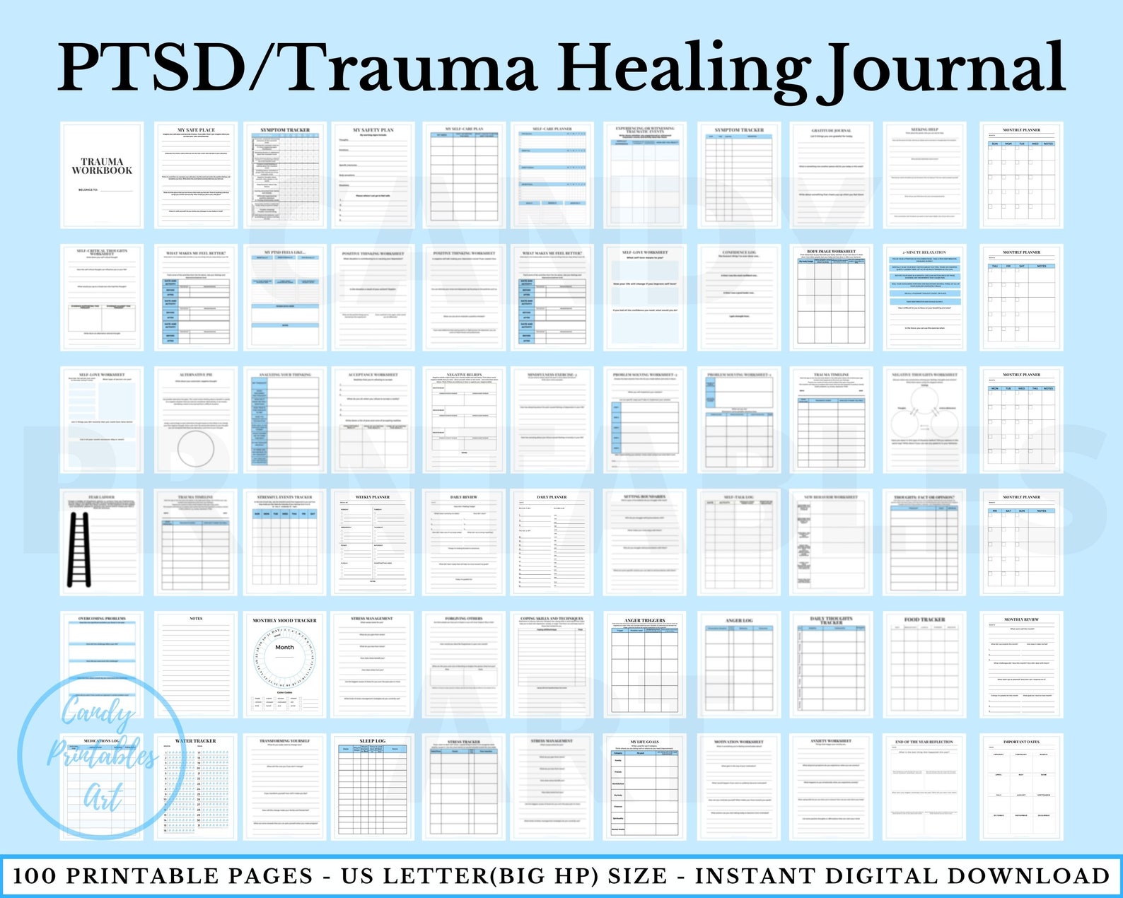 PTSD Worksheets Trauma Processing Journal Prompts Ptsd Planner Dbt CBT ...