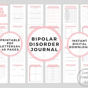 Bipolar Mood Tracker, Bipolar Disorder Planner, Bipolar Symptom Tracker ...