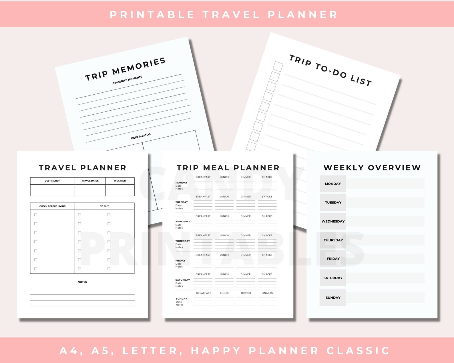Travel Planner Printable Trip Itinerary Template for Vacation - Etsy
